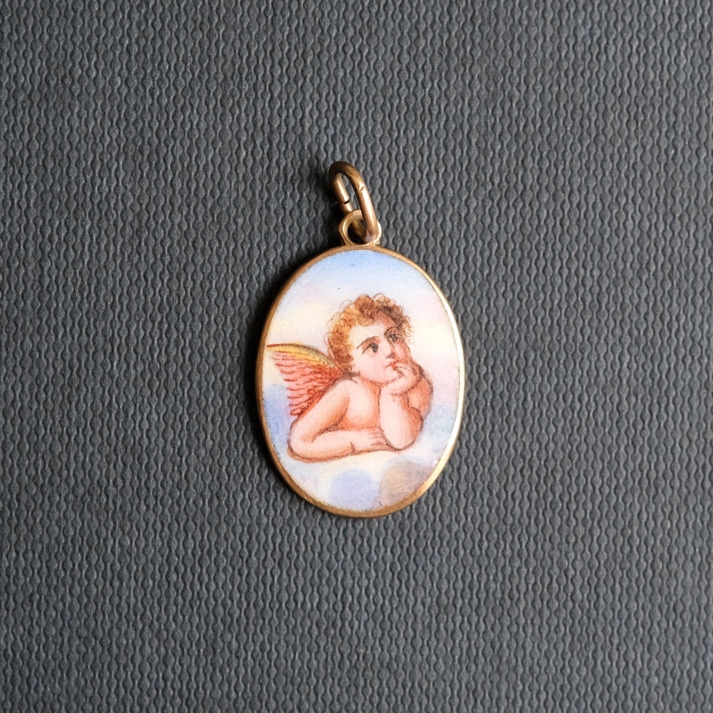 14K Austro-Hungarian Porcelain Cherub Pendant | Eye of the Cat Jewellery