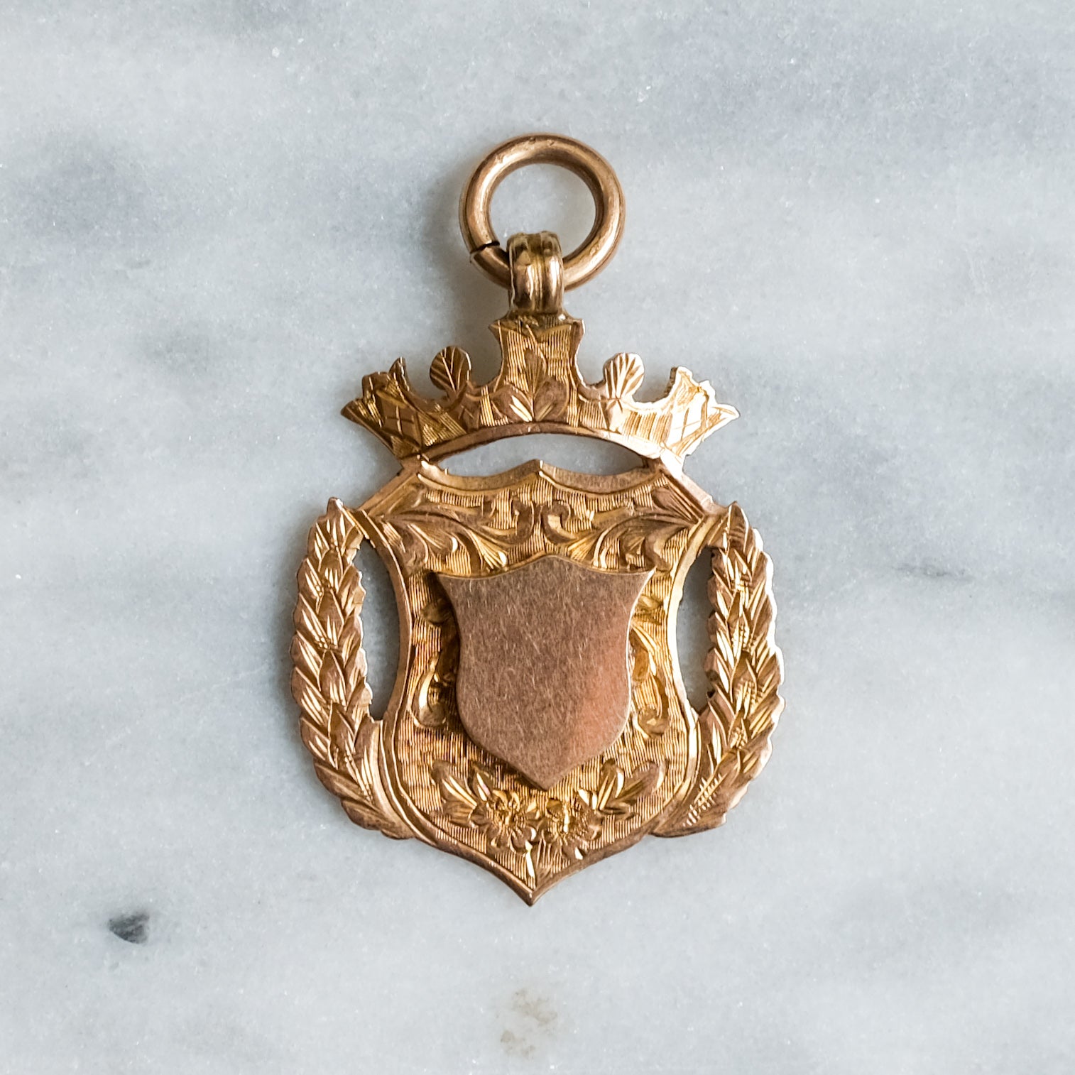 Edwardian 9K Rose Gold Shield Fob | Eye of the Cat Jewellery